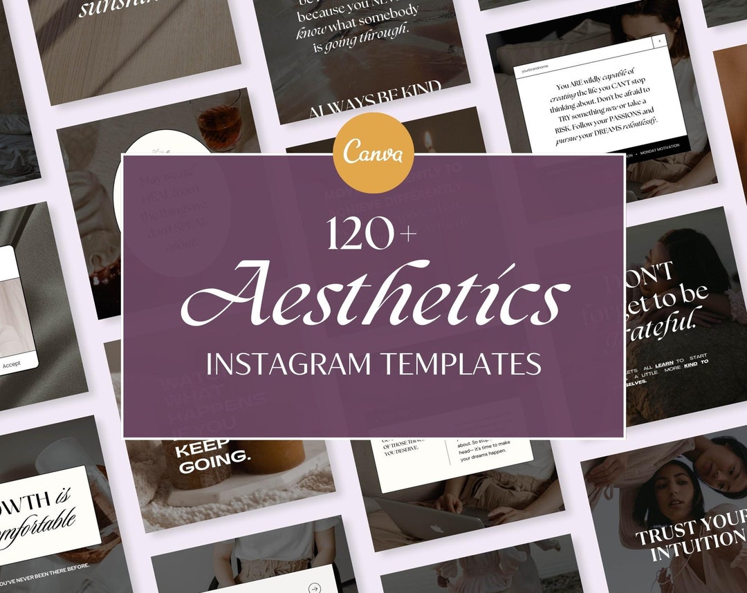 120 Aesthetic Instagram Posts & Story Canva Templates, Branding Design ...