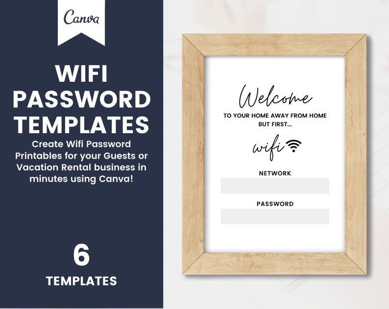 6 WIFI Password Sign Printable Editable Canva Template for - Etsy