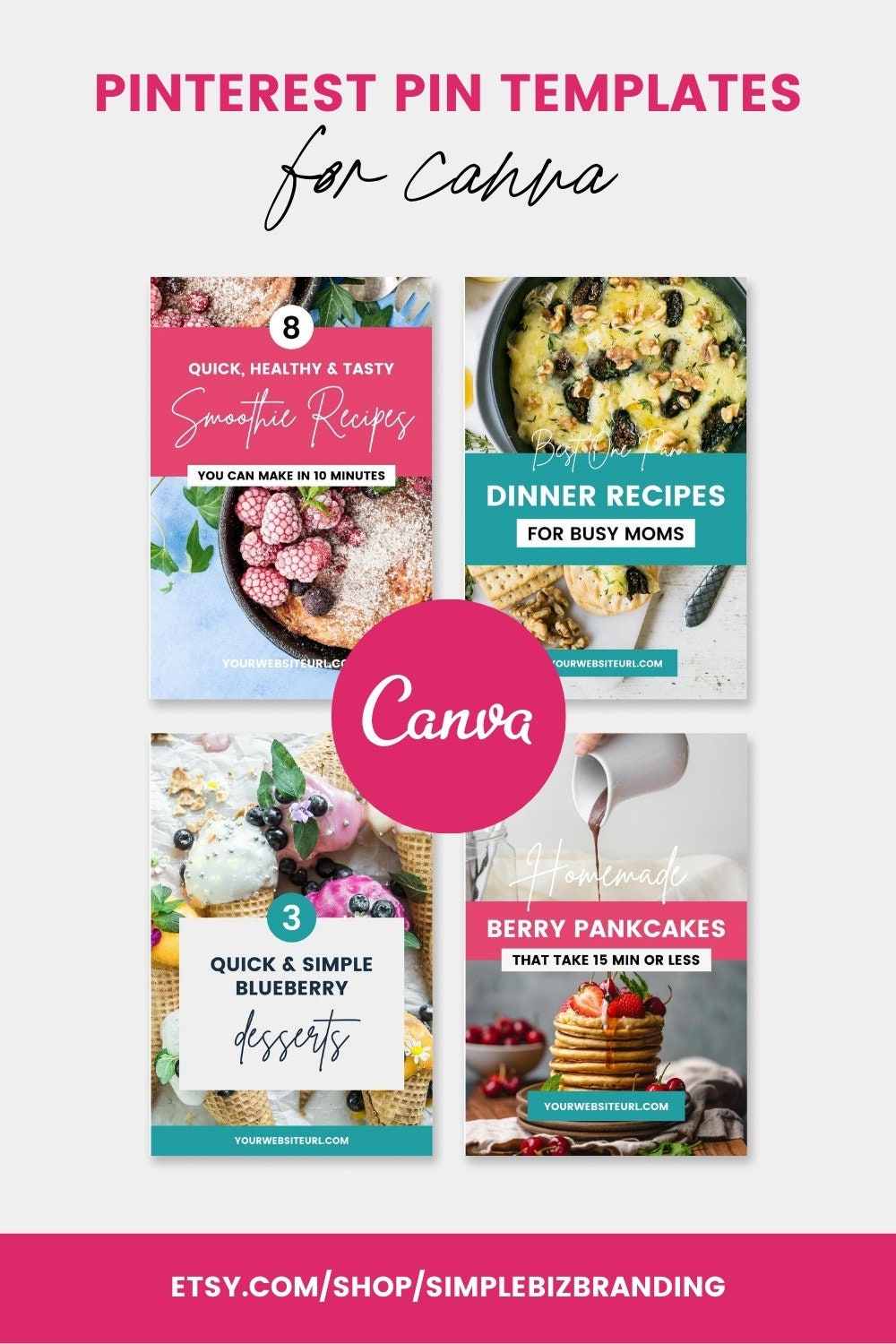 15 Editable Food Blogger Pinterest Templates for Canva Pin | Etsy