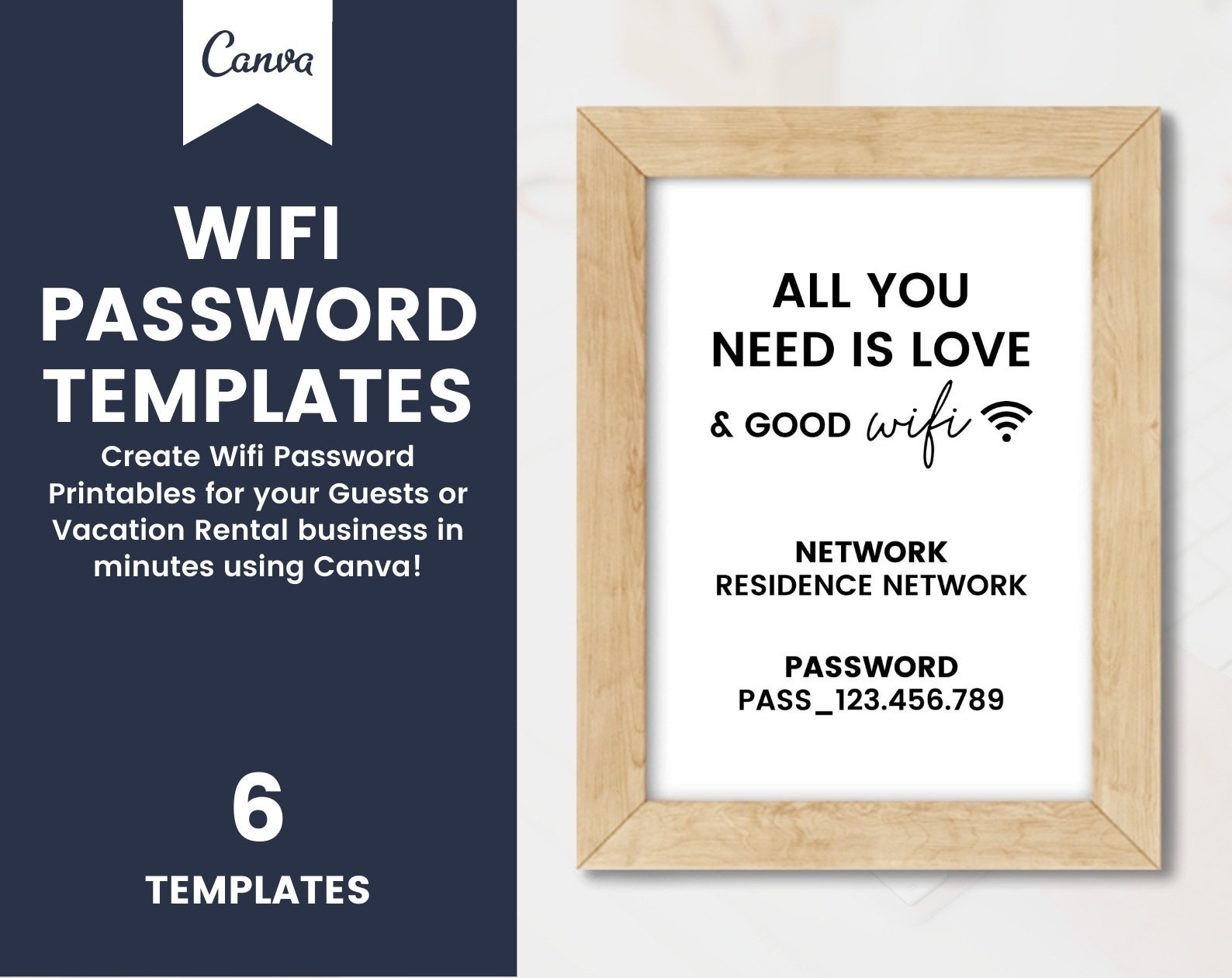 6 WIFI Password Sign Printable Editable Canva Template for | Etsy Canada