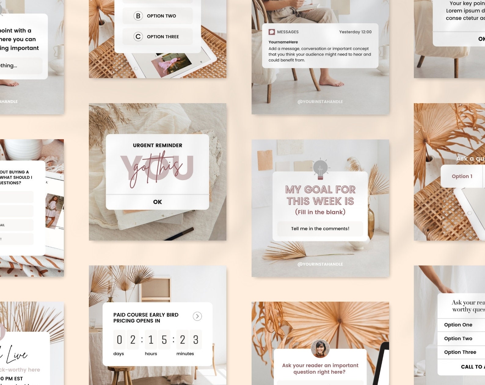 40 Instagram Engagement Post Templates Canva Notification | Etsy UK