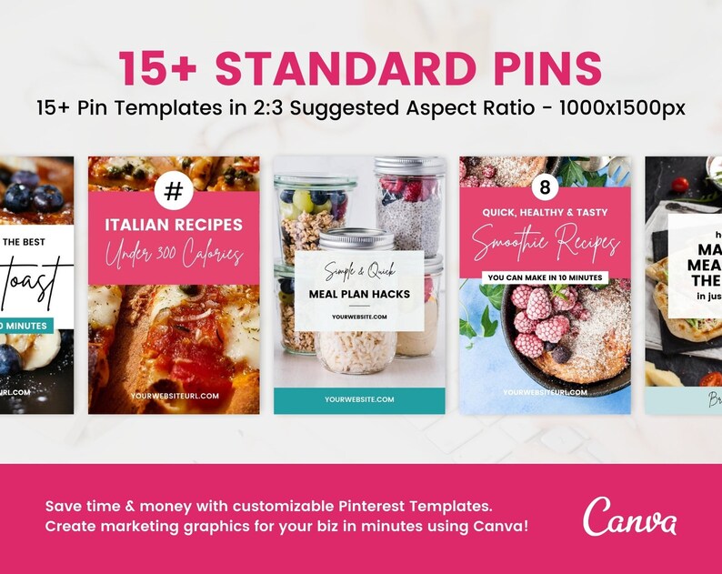 15 Editable Food Blogger Pinterest Templates for Canva Pin - Etsy