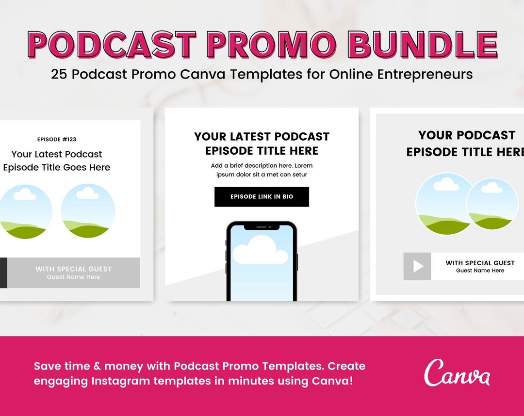 25 Podcast Templates for Canva, Instagram Podcast Promotion, Social ...