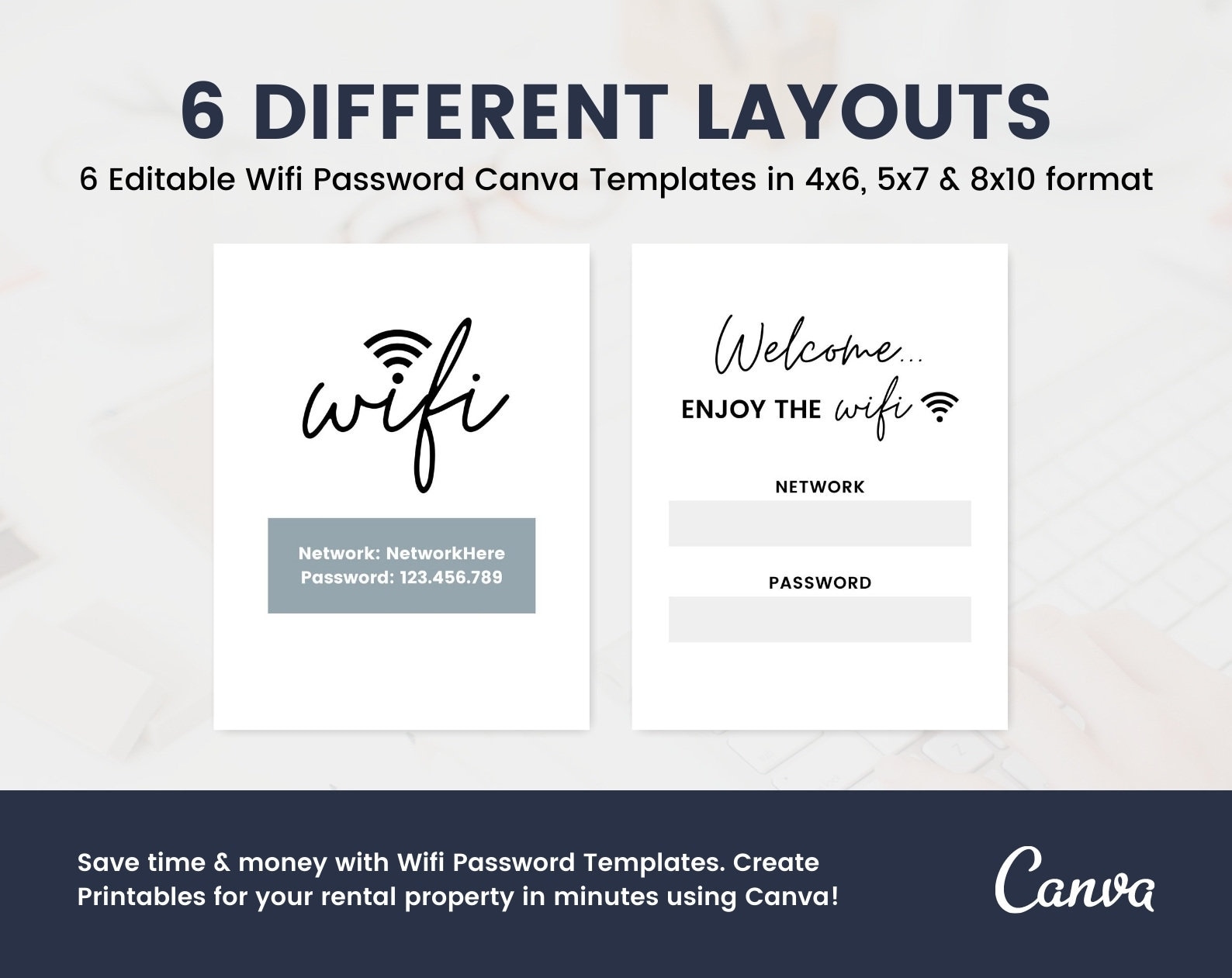 6 WIFI Password Sign Printable Editable Canva Template for | Etsy Canada