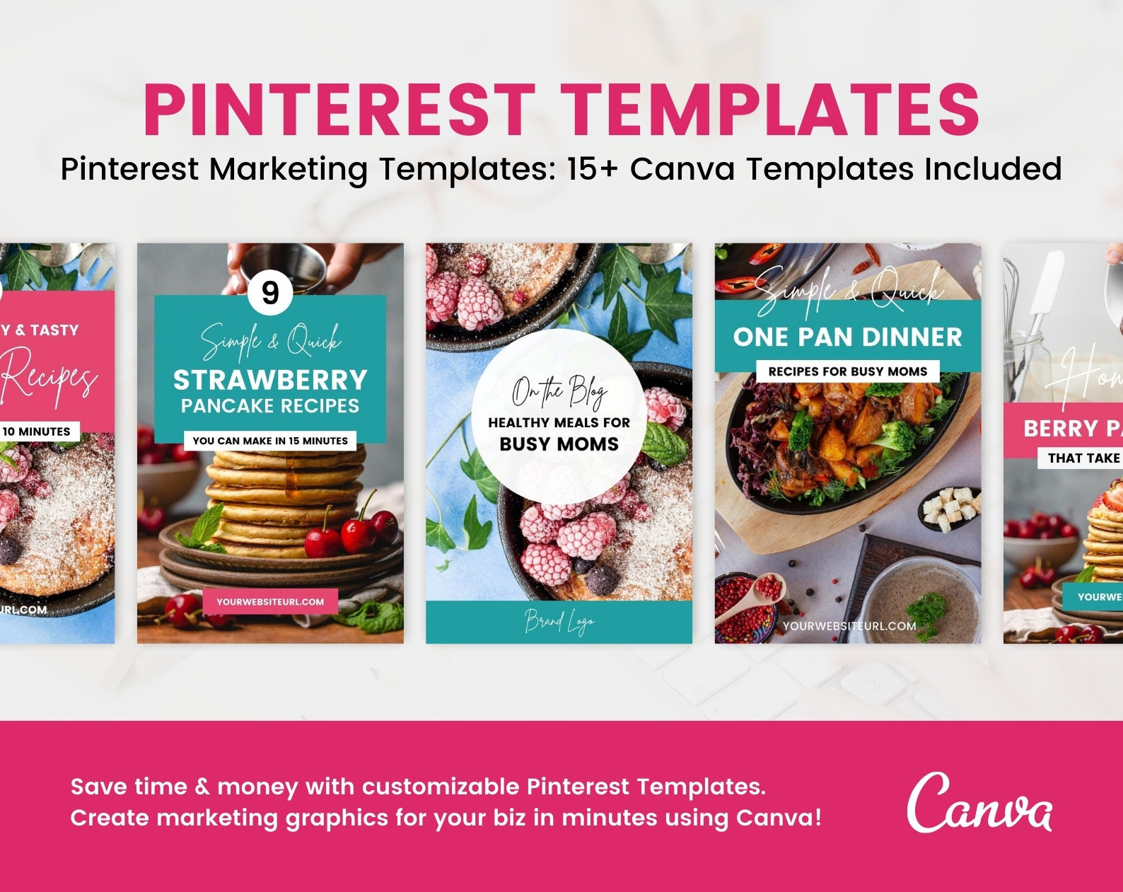 15 Editable Food Blogger Pinterest Templates for Canva Pin | Etsy