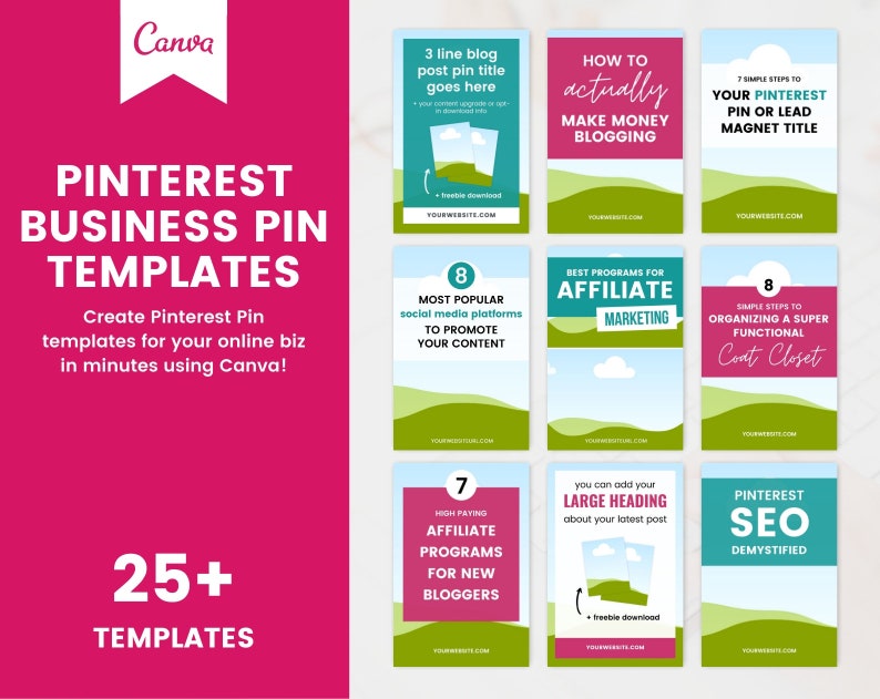 25 Pinterest Pin Canva Templates Social Media Marketing Promo - Etsy