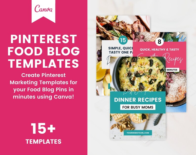 15 Editable Food Blogger Pinterest Templates for Canva Pin - Etsy