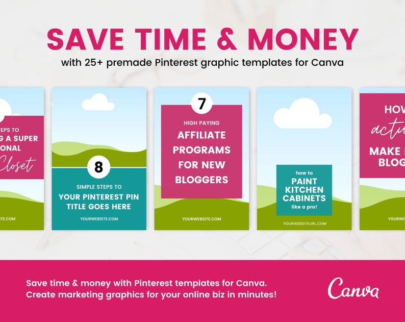 25 Pinterest Pin Canva Templates Social Media Marketing Promo - Etsy
