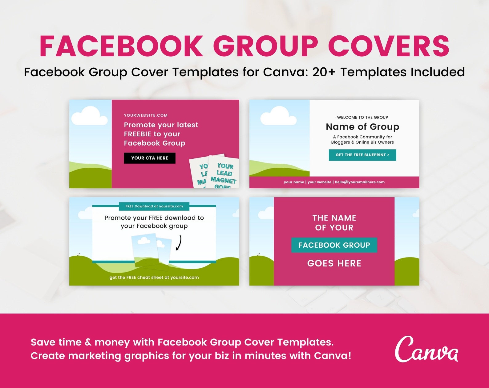 20 Facebook Group Cover Banner Canva Templates Set Timeline | Etsy