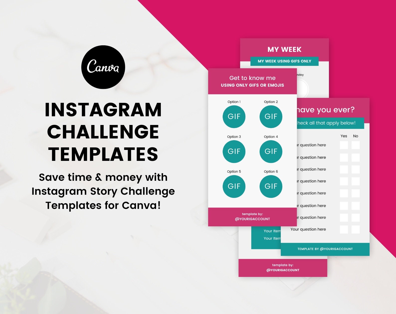 35 Instagram Story Challenges Templates for Canva Social - Etsy