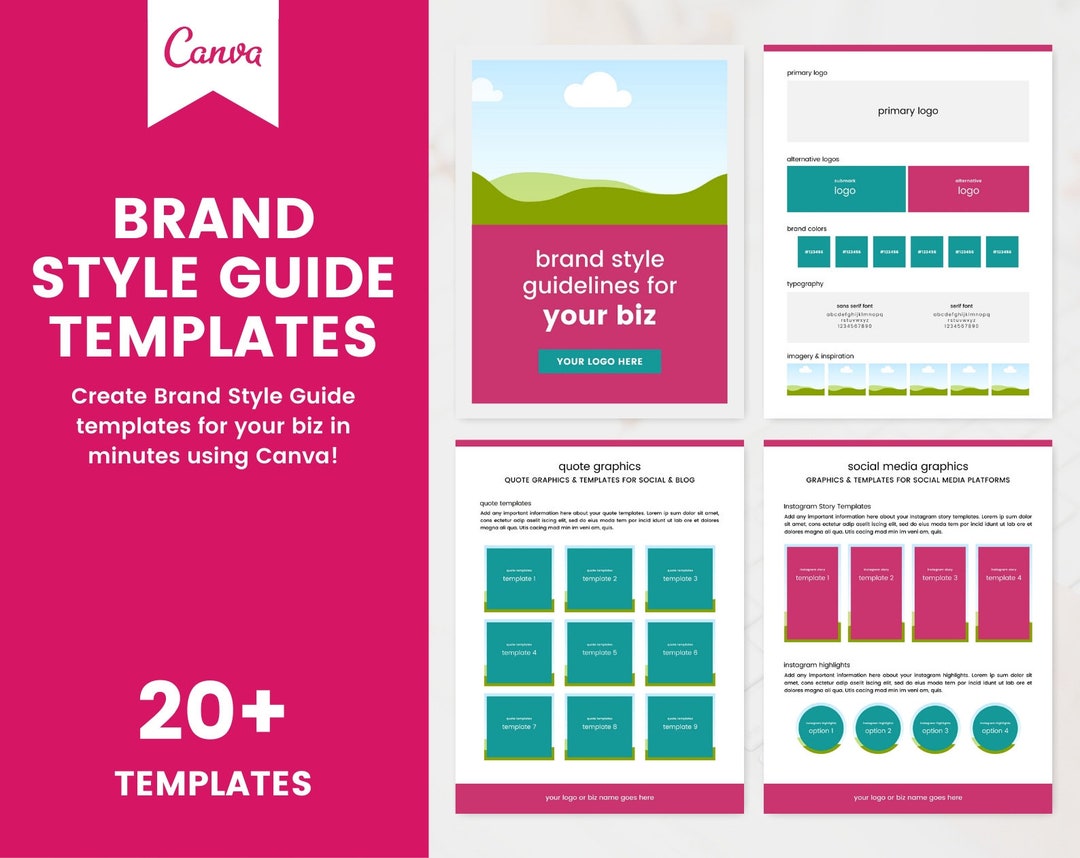 20 Brand Style Guide Templates CANVA, Moodboard, Branding Guidelines ...