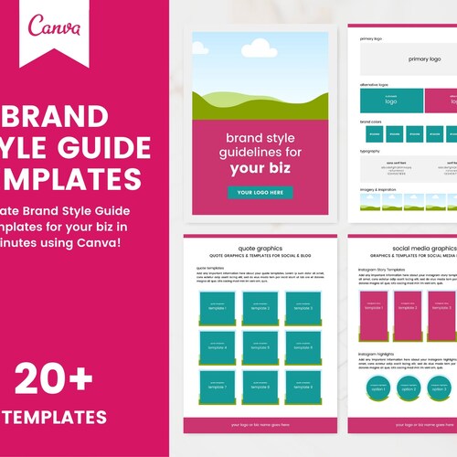 20 Brand Style Guide Templates CANVA Moodboard Branding | Etsy