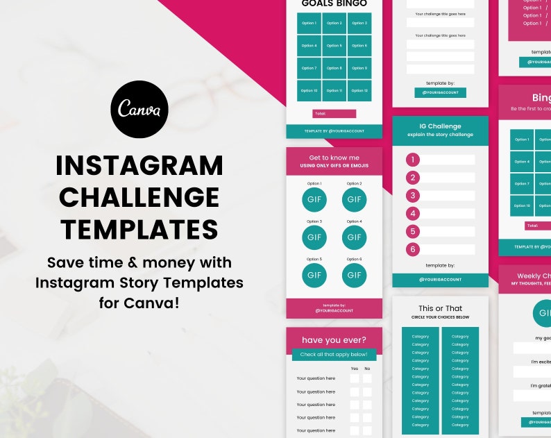 35 Instagram Story Challenges Templates for Canva Social - Etsy