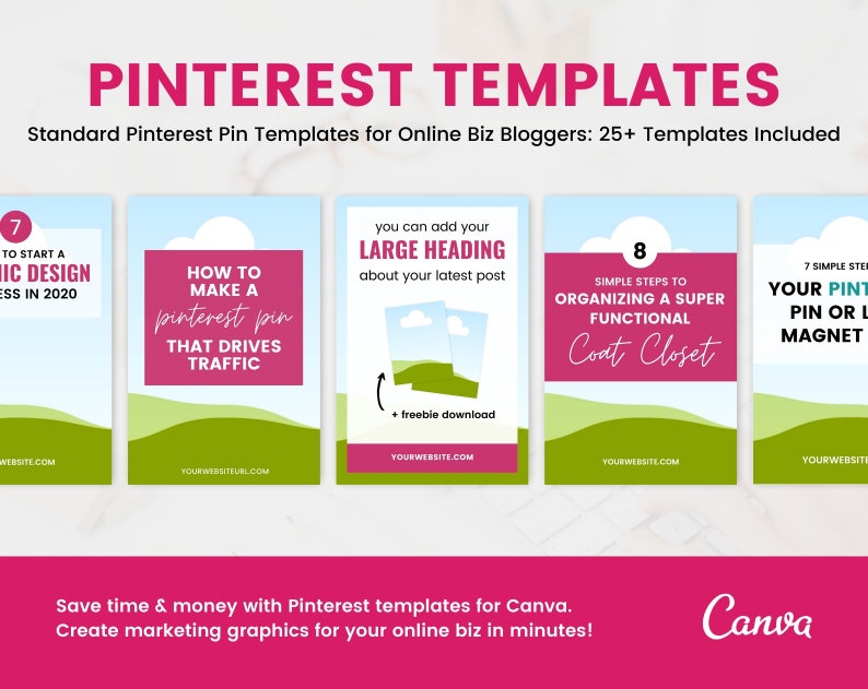 25 Pinterest Pin Canva Templates Social Media Marketing Promo - Etsy