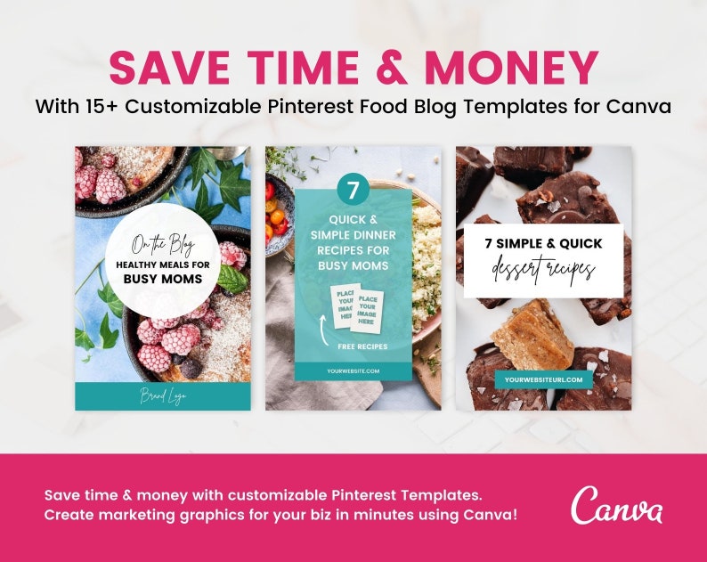 15 Editable Food Blogger Pinterest Templates for Canva Pin - Etsy