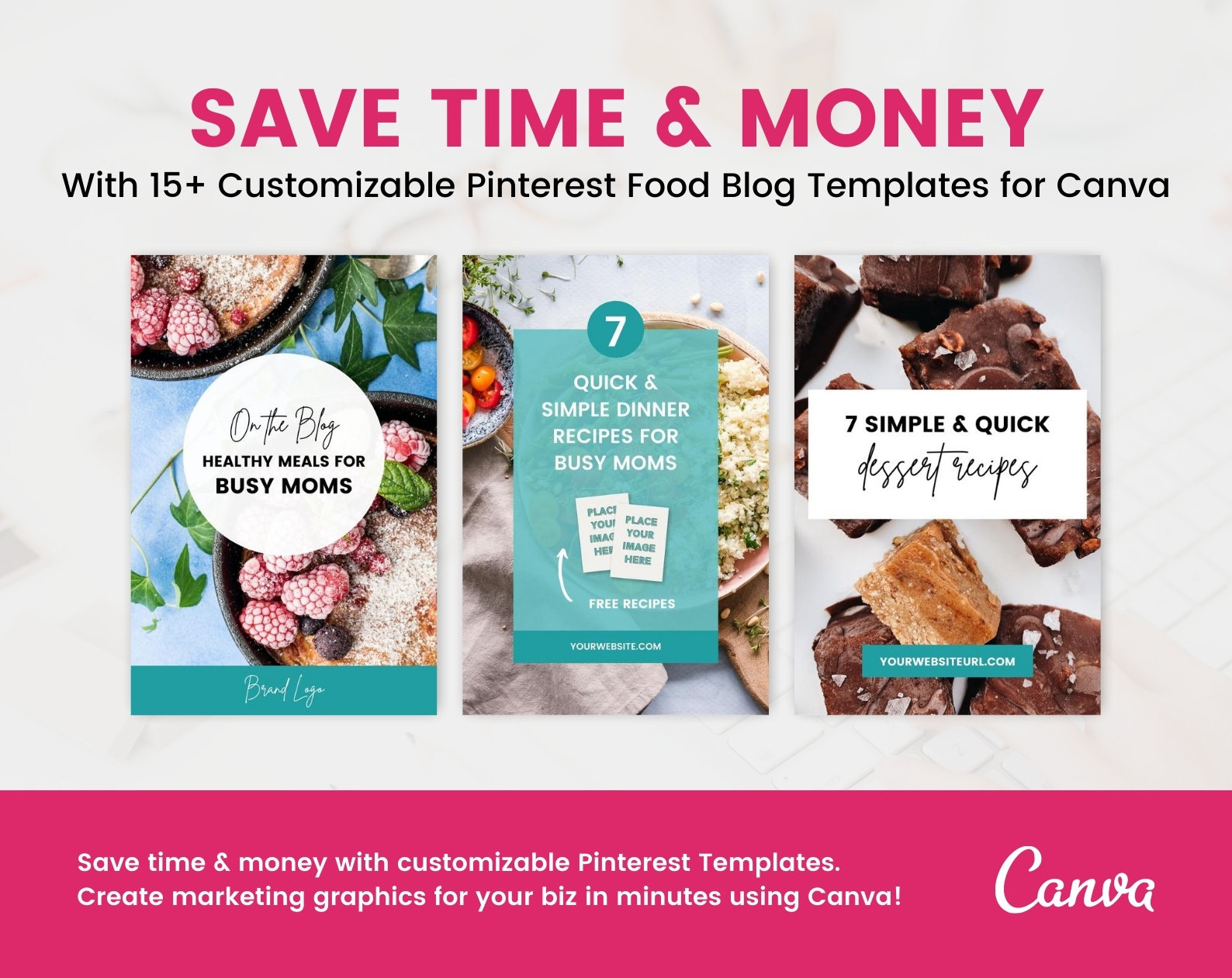 15 Editable Food Blogger Pinterest Templates for Canva Pin | Etsy