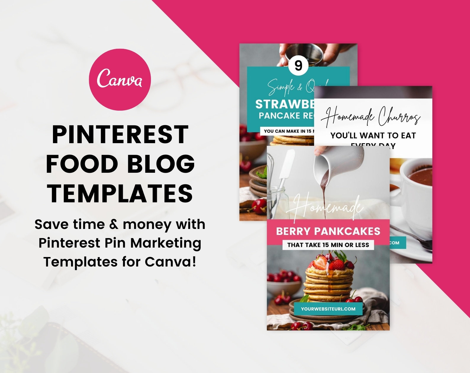 15 Editable Food Blogger Pinterest Templates for Canva Pin | Etsy