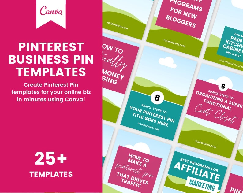 25 Pinterest Pin Canva Templates Social Media Marketing Promo - Etsy