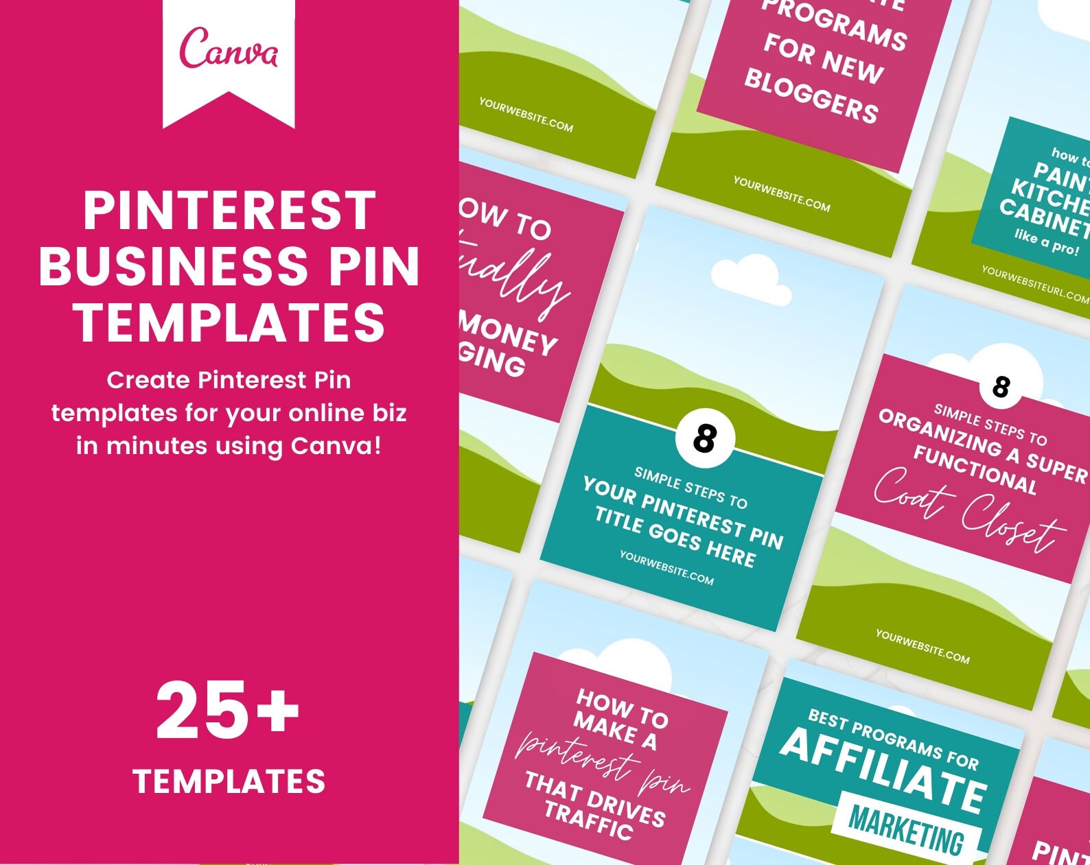 25 Pinterest Pin Canva Templates Social Media Marketing Promo | Etsy