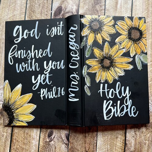 Hand Painted Bible Boho Rainbow Specialized Floral Design - Etsy