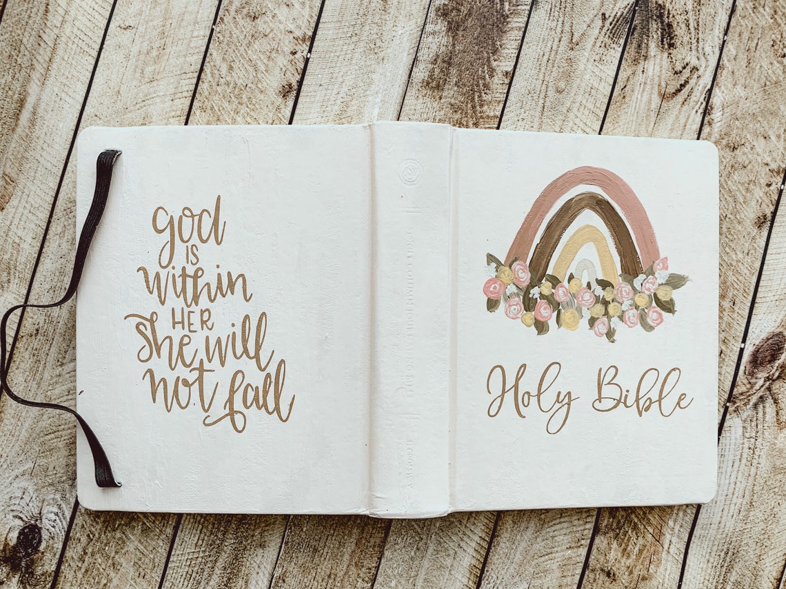 Boho Rainbow Hand-painted Bible - Etsy