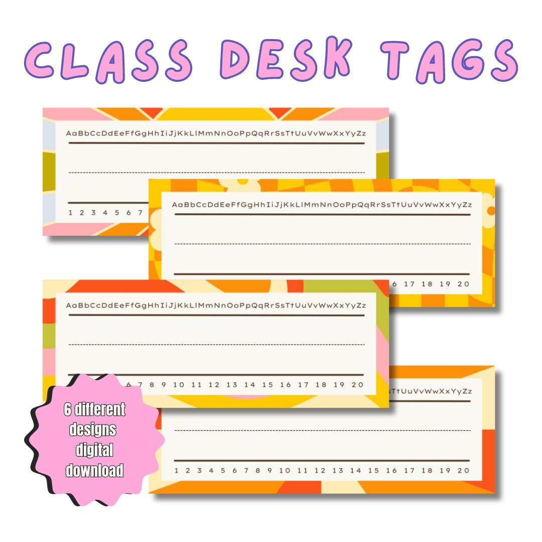 Retro Classroom Desk Name Tags Aesthetic Teacher Student Desk Name ...