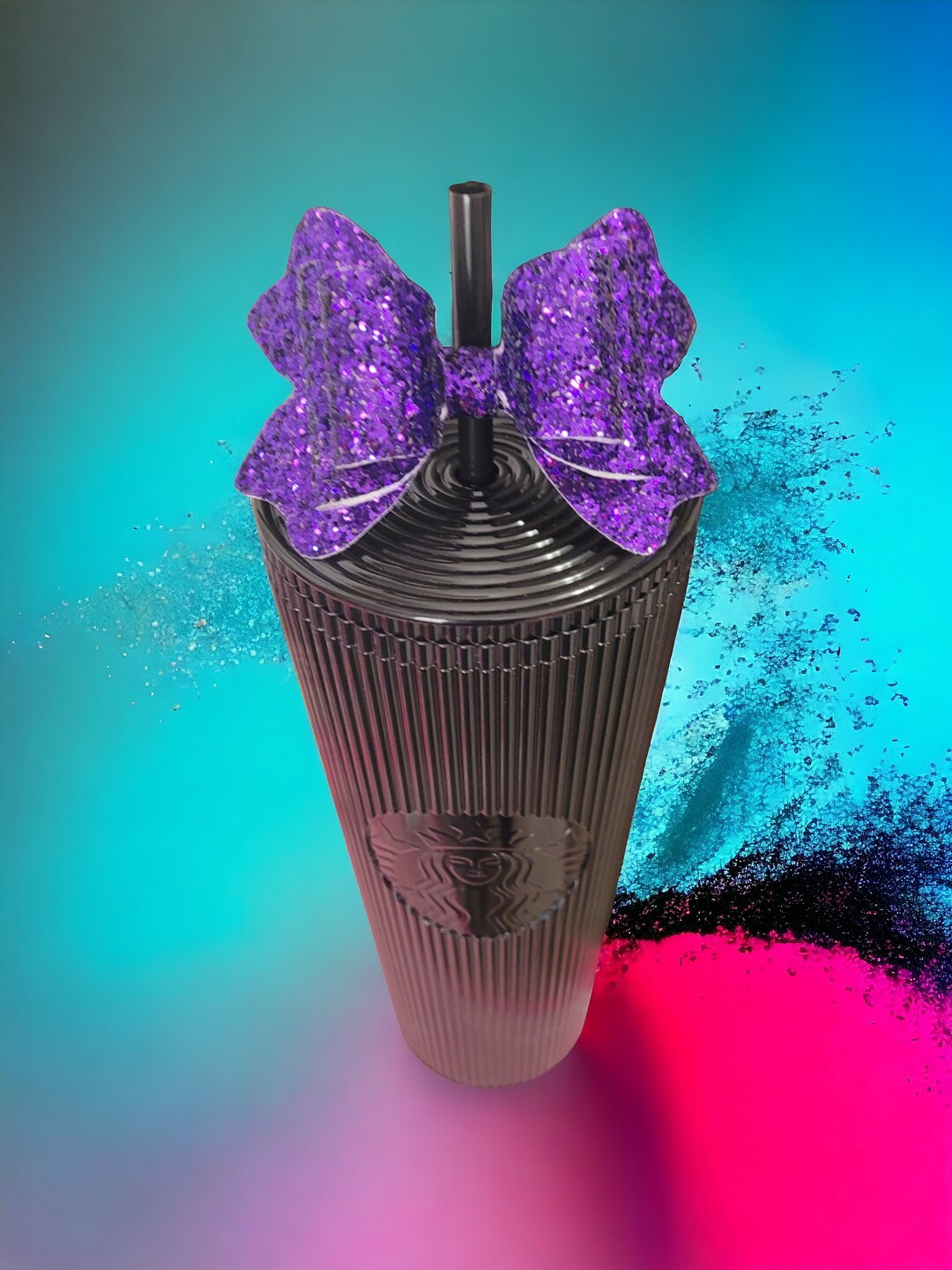 Purple Chunky Glitter Straw Bow Topper - Etsy