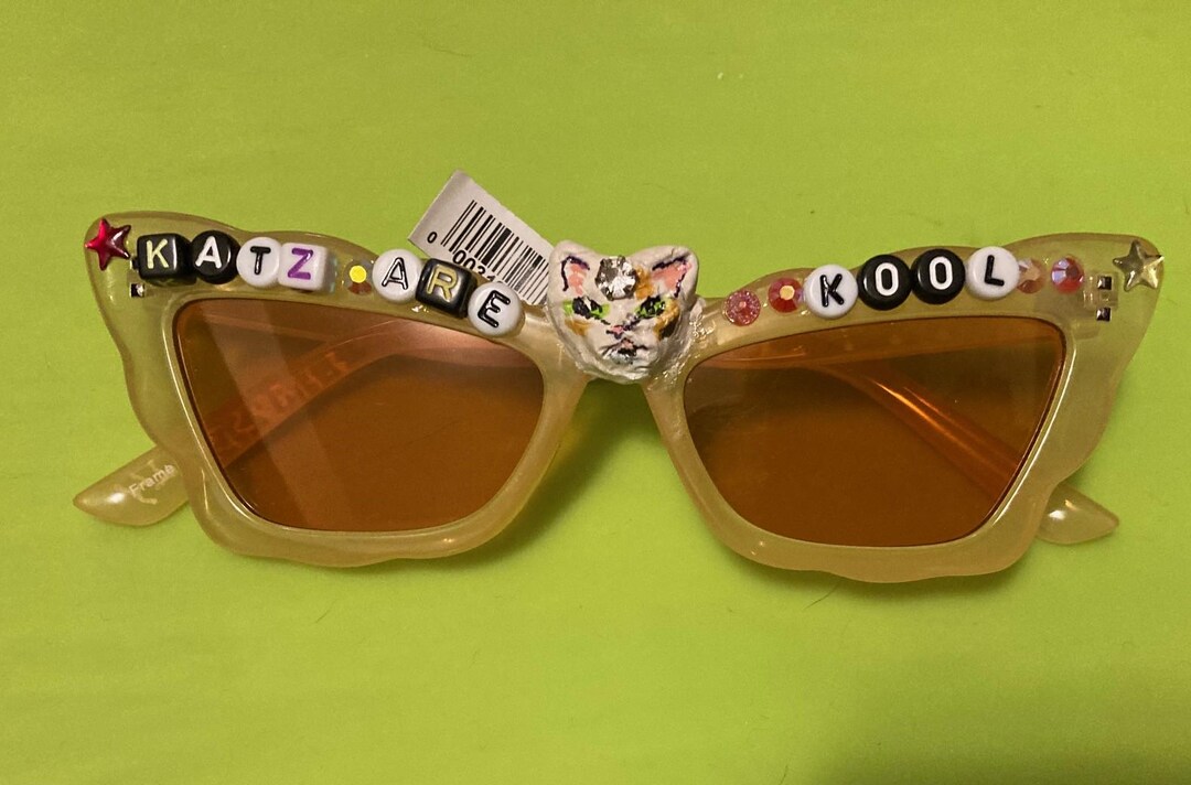 KATZ ARE KOOL: Sparkly Cat Lady Sunglasses Calico Kitty Cat - Etsy