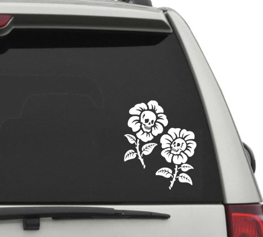 Skull Flowers Vinyl Decal - Etsy
