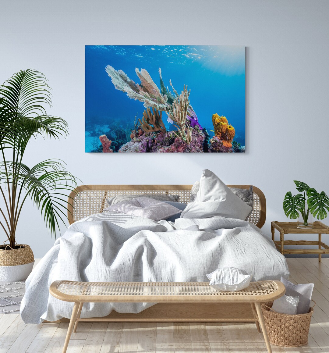 Fine Art Wall Decor of a Colorful Underwater Reef Scene on Canvas ...
