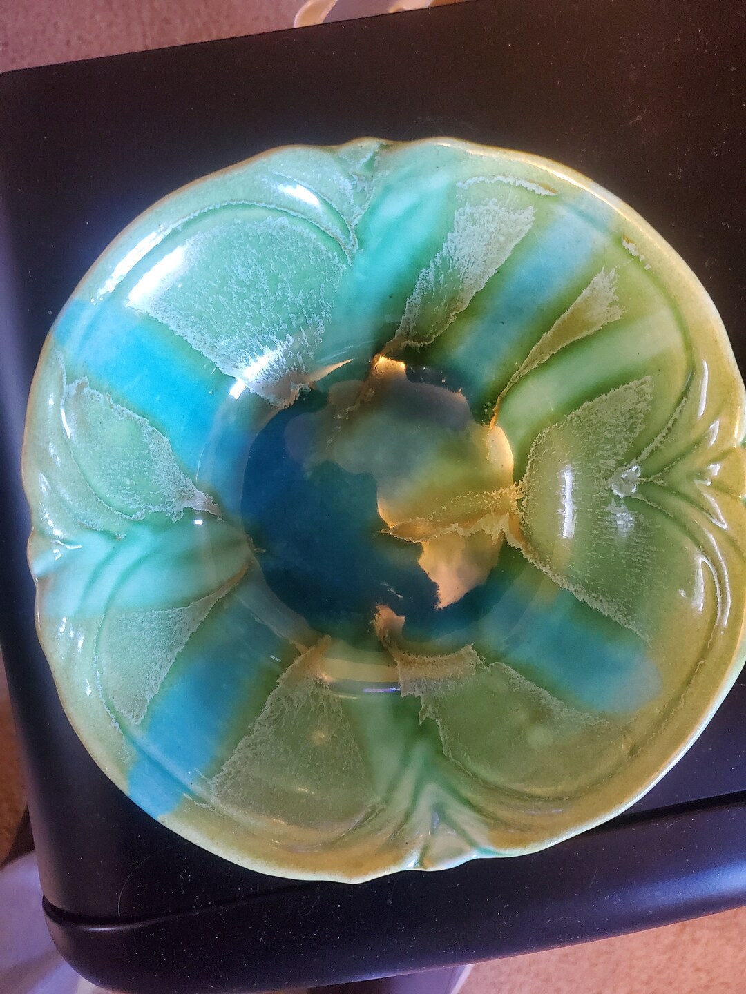 Vintage Mid Century Green Drip Glaze Bowl/california USA Pottery B273 ...