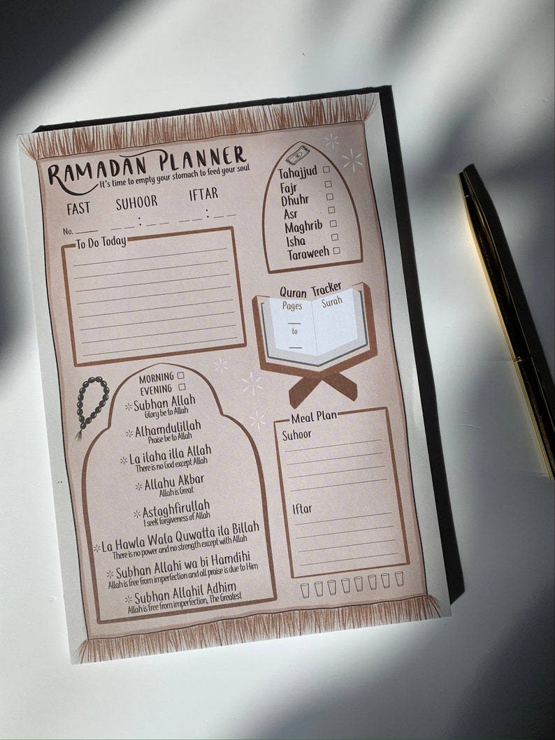 Ramadan Planner A5 50 Pages Islamic Studies Muslim Stationery - Etsy