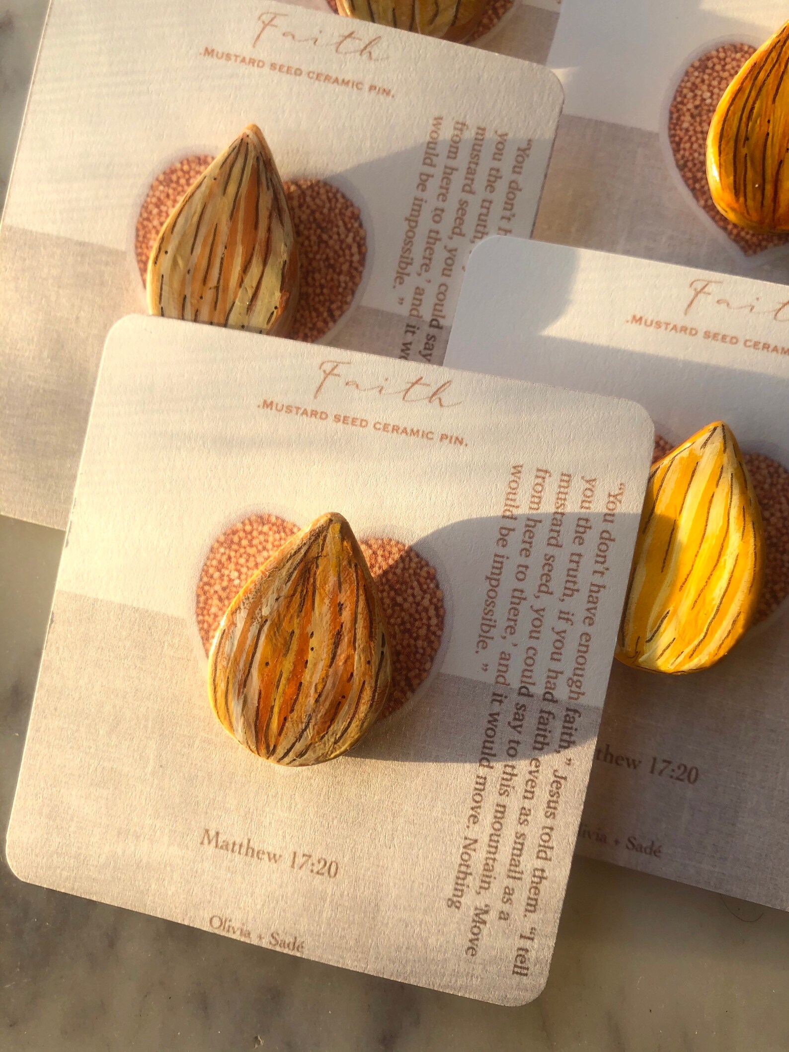 Glossy Handmade Clay Mustard Seed Plant Pins, Christian Art ...
