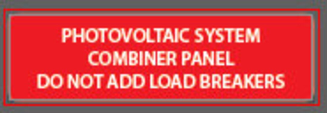 SOLAR Sticker 9x2.5 - Custom Cut - Photovoltaic System Combiner Panel ...