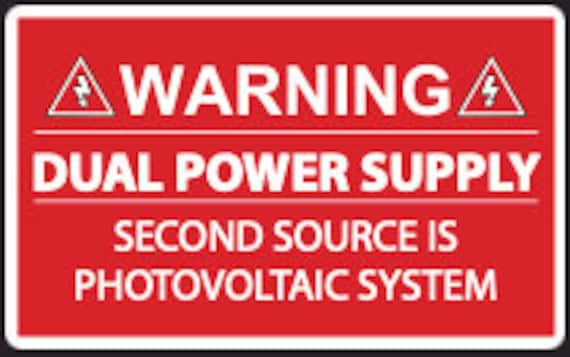 SOLAR Sticker 6.5x4 Custom Cut Warning Dual Power Supply | Etsy