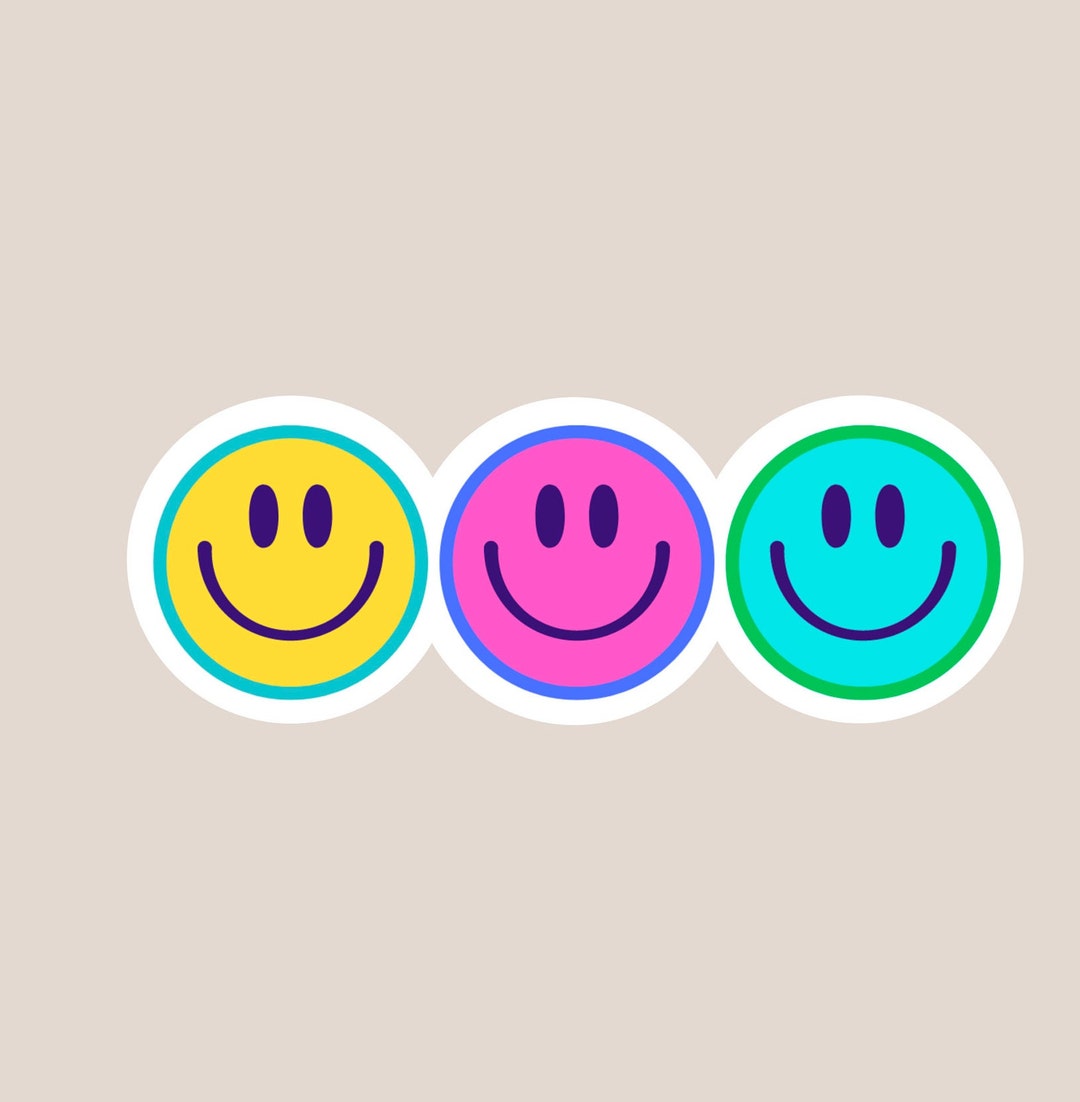Smiley Face Sticker / Waterproof Vinyl Sticker / Smiley Face / Laptop ...