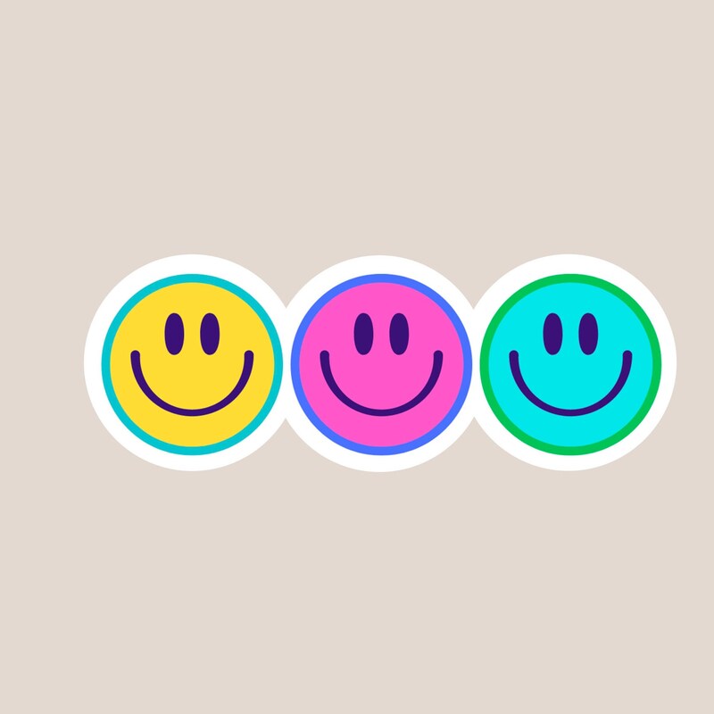 Preppy Smiley Face Stickers - Etsy