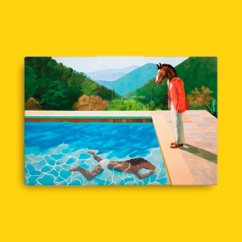 Bojack Horseman Art Canvas Hockney Pool Vintage Painting - Etsy UK