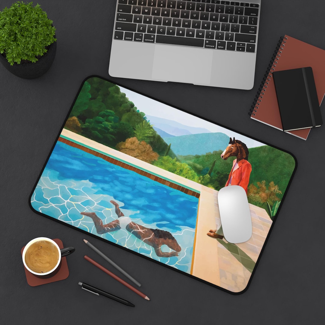 Bojack Horseman Desk Mat | Premium David Hockney Narcissus Pool Vintage ...