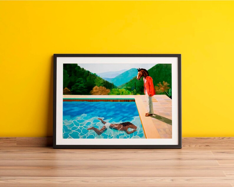BoJack Horseman Poster Hockney Pool Vintage Art Painting | Etsy