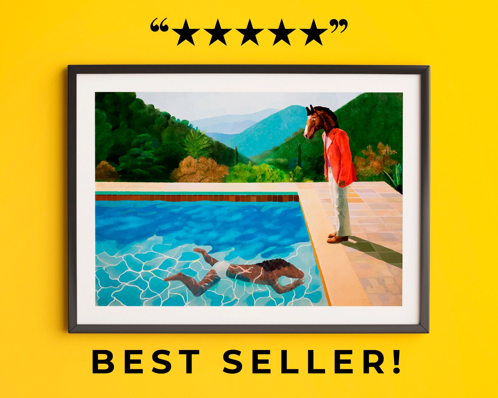 BoJack Horseman Poster Hockney Pool Vintage Art Painting | Etsy