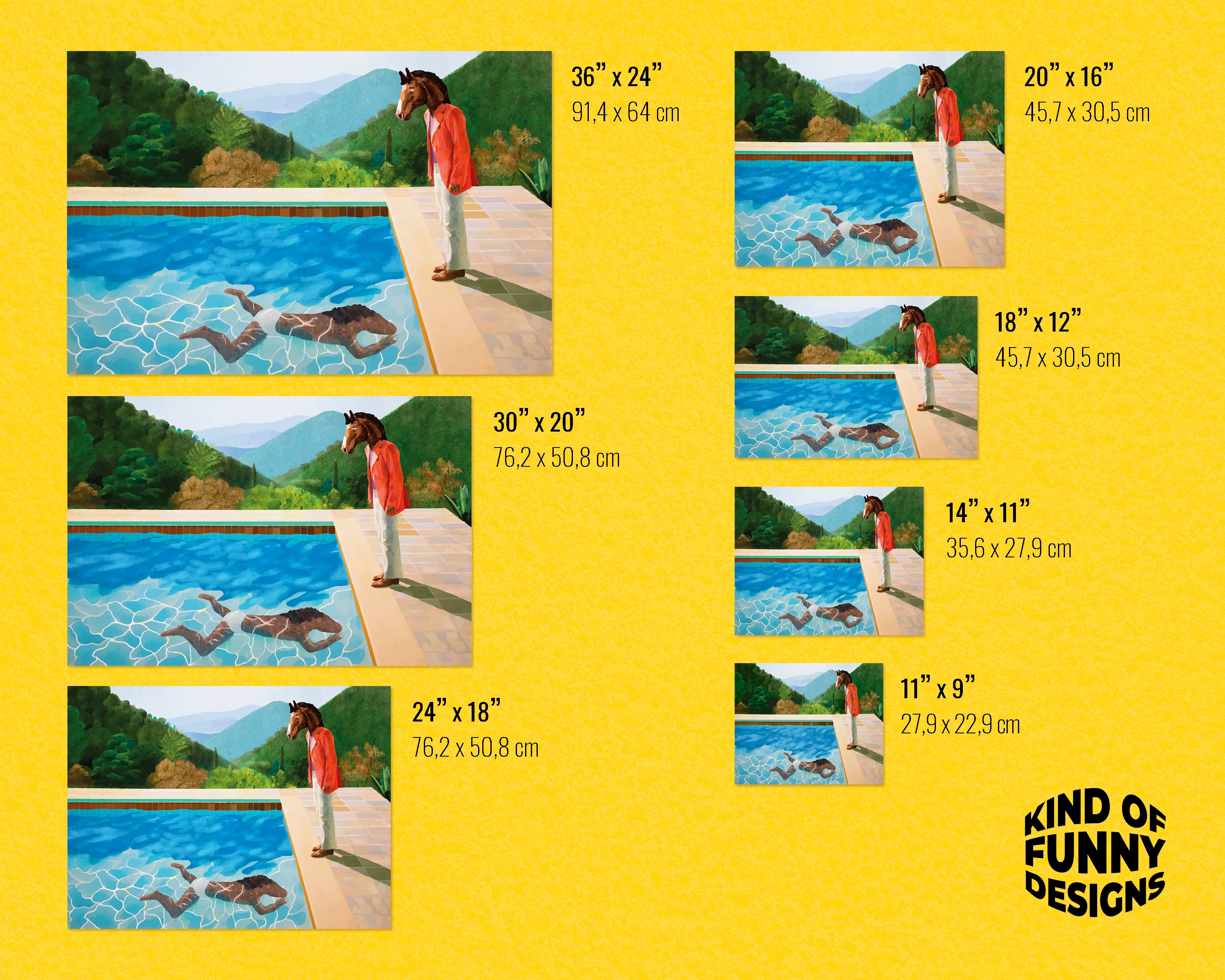 Bojack Horseman Poster Hockney Pool Vintage Art Painting - Etsy UK