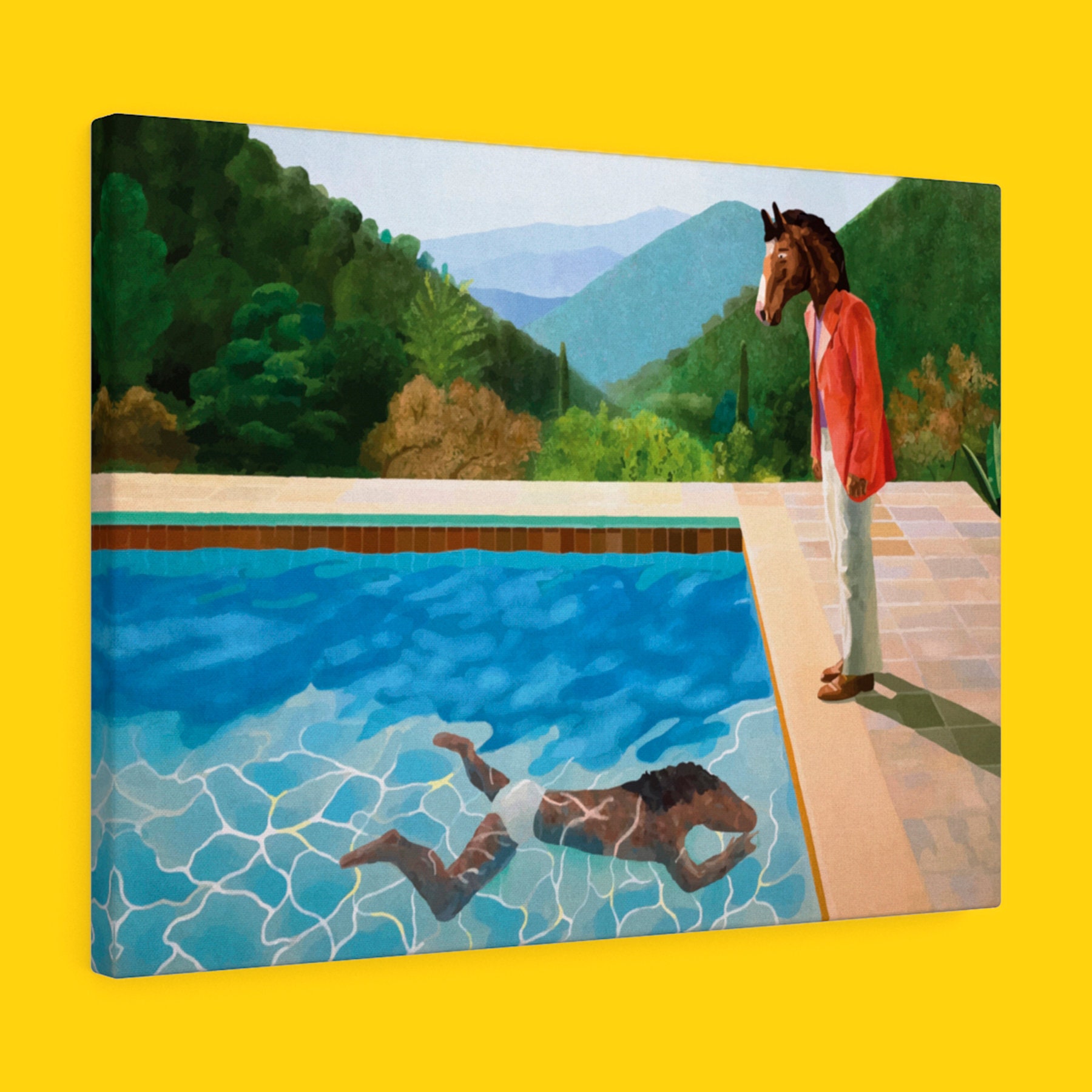 Bojack Horseman Art Canvas Hockney Pool Vintage Painting - Etsy