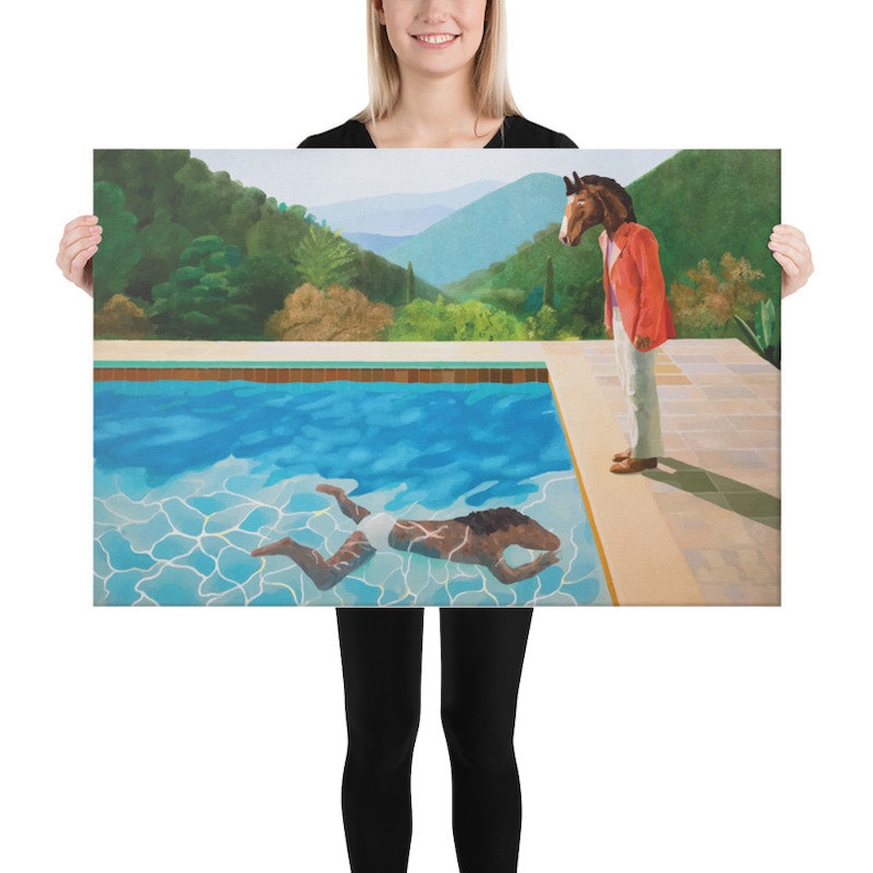 Bojack Horseman Art Canvas Hockney Pool Vintage Painting - Etsy UK
