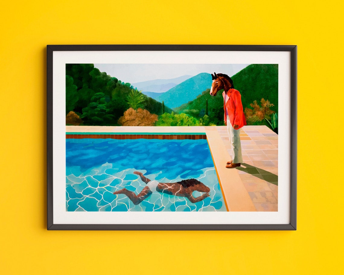 Bojack Horseman Poster Hockney Pool Vintage Art Painting - Etsy Canada