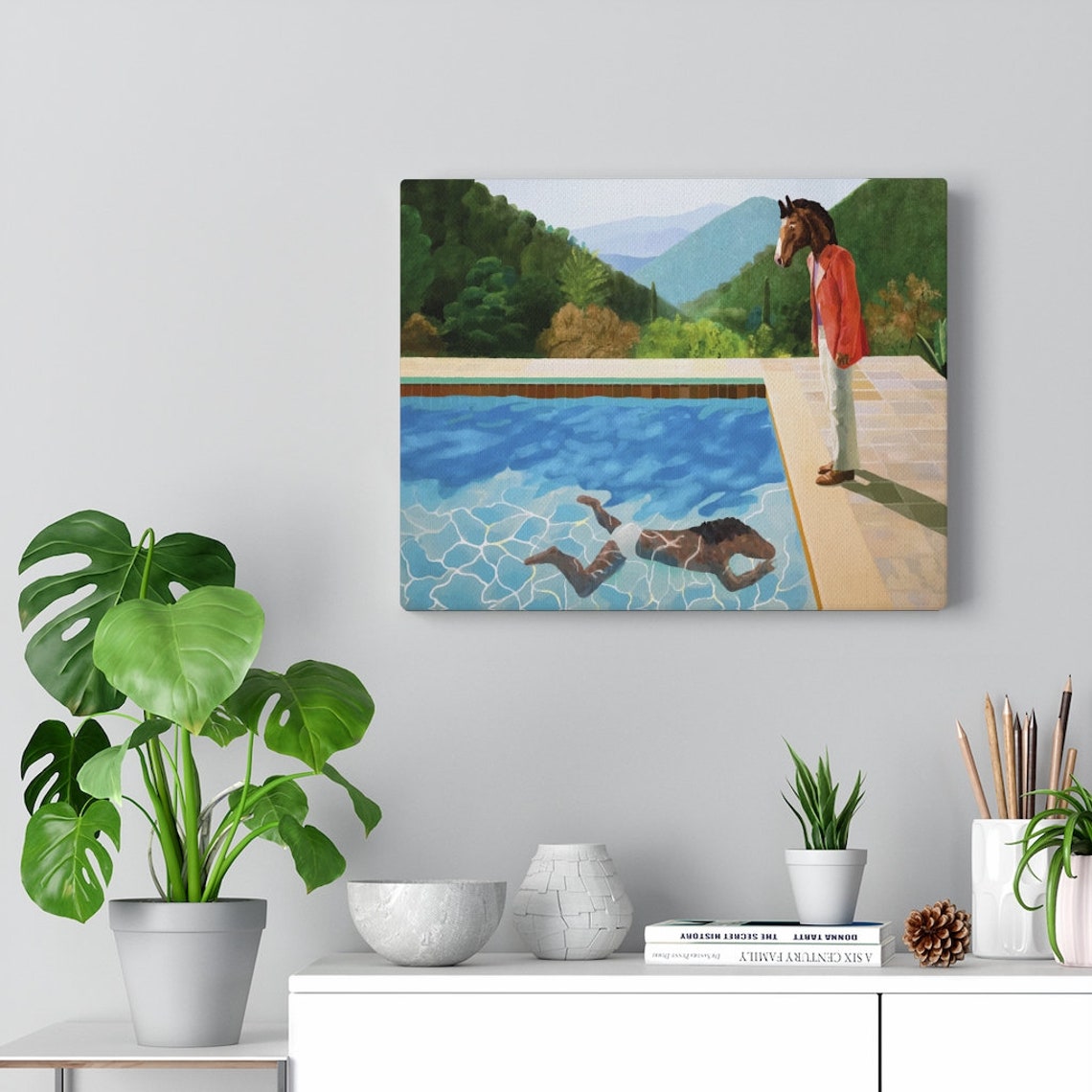 Bojack Horseman Art Canvas Hockney Pool Vintage Painting - Etsy UK