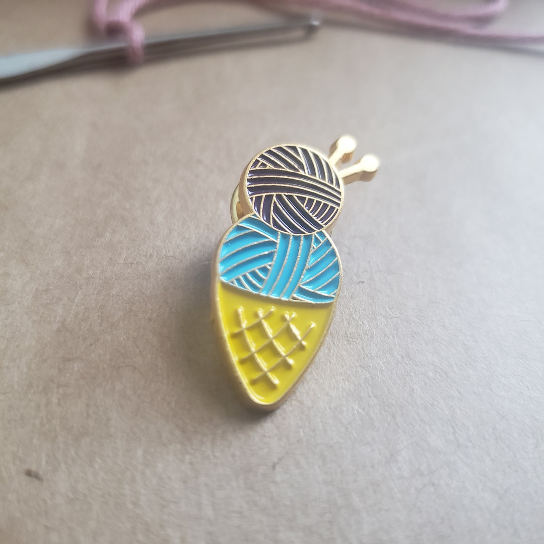 Cute Yarn Ice Cream Cone Pin | Lapel Pin | Pinback | Yarn-ball Ice ...