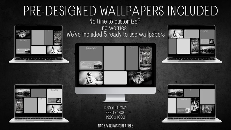 MINDFUL Dark Mode Editable Desktop Wallpaper Organizer With Folder/file ...