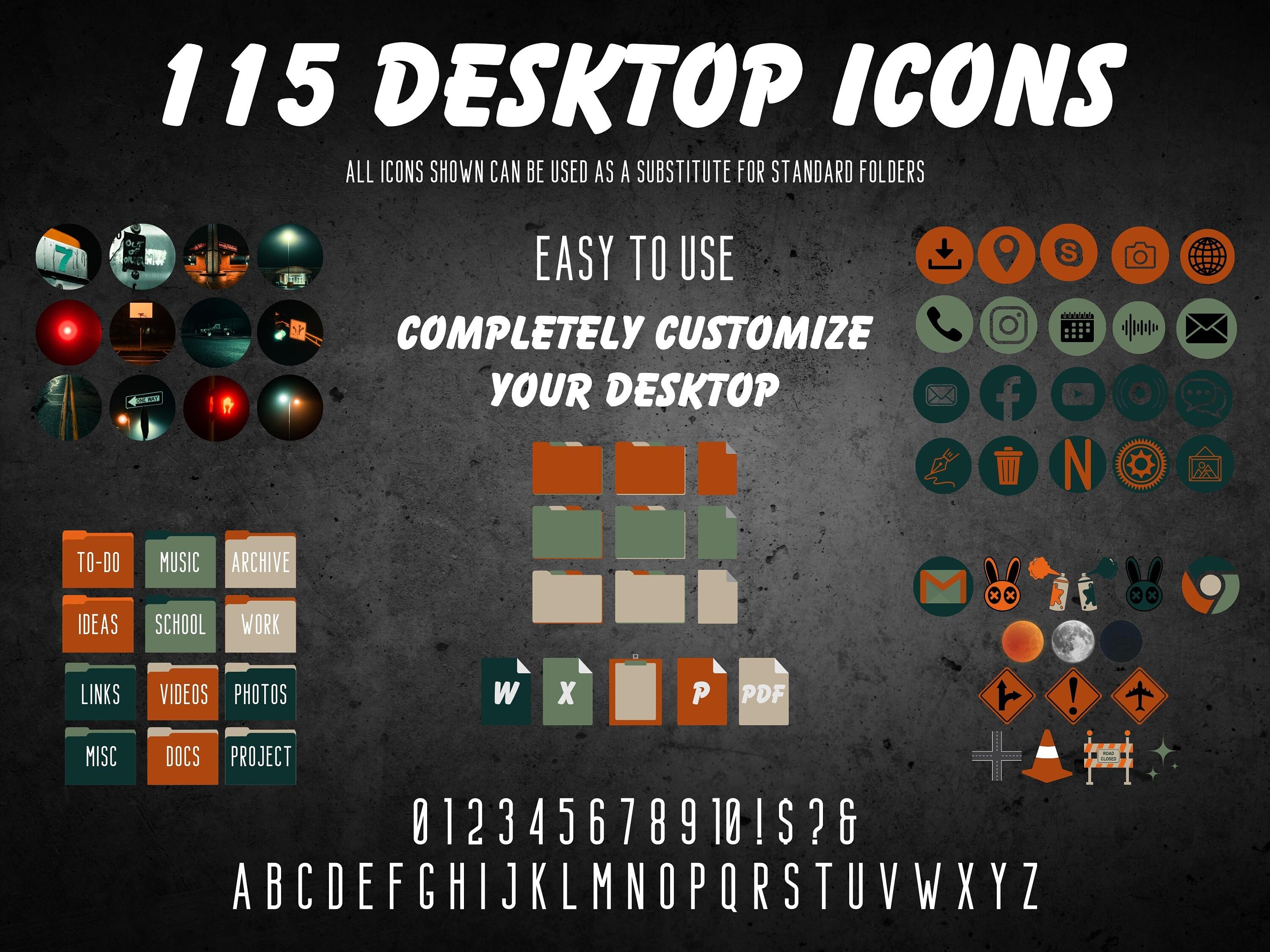 NIGHT VIBES Dark Mode Editable Desktop Wallpaper Organizer With 115 ...