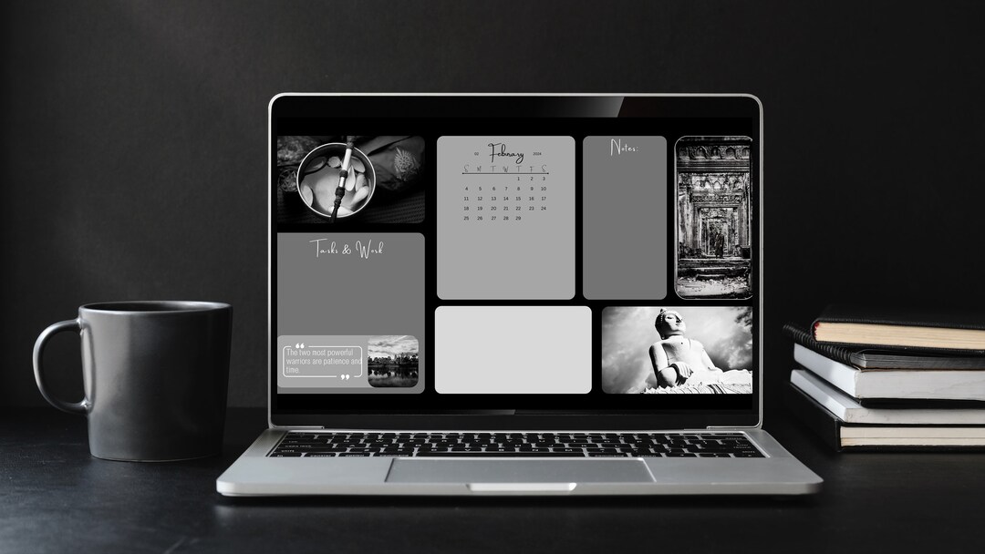 MINDFUL Dark Mode Editable Desktop Wallpaper Organizer With Folder/file ...